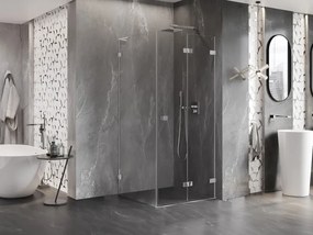 Mexen Lunar-F L, sklápěcí sprchový kout pravý 100 x 100 cm, 8mm čiré sklo, chromový profil, 836L-100-100-01-00-P