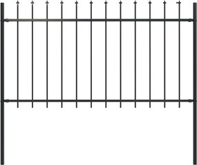 vidaXL Zahradní plot s hroty ocelový 1,7 x 1 m černý [144925]