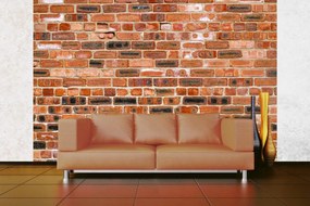 DIMEX | Samolepicí vliesová fototapeta na zeď Cihlová textura MA-5-2662 | 375 x 250 cm | červená, černá, oranžová