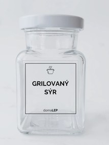 Samolepka na kořenky GRILOVANÝ SÝR průhledná 5 × 5 cm tučné písmo