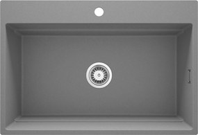 Deante Magnetic, 1-komorový granitový dřez 760x520x220mm, šedá metalíza, DEA-ZRM_S10B