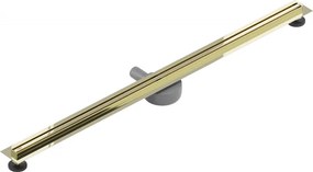 MEXEN Flat nerezový sprchový žlab s rotačním 360° sifonem 140 cm, vzor SLIM, zlatá, 1541140