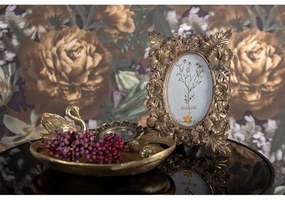 Zlatý antik fotorámeček s květy ibišku - 17*2*23 cm / 10*15 cm