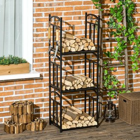 Outsunny Stojan na palivové dřevo 46 x 32 x 126 cm | černý
