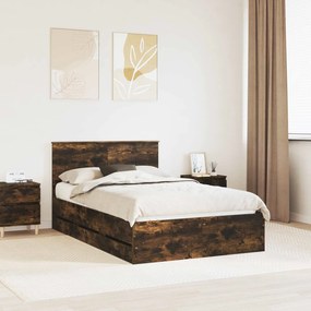 Rám postele s čelo Kouřový dub 120 x 200 cm Inženýrské dřevo 3410725