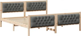 Rám postele s čelo Tmavě šedá 160 x 200 cm Masivní borové dřevo 3394279