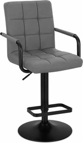 LuxuryForm DESIGN Barová židle VERONA BLACK na černé kulaté podstavě - šedá
