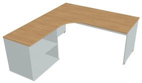 Sestava stolu a skříně pravá 180 cm - Hobis Gate GE 1800 60 H P Dekor stolové desky: dub, Dekor lamino podnože: šedá
