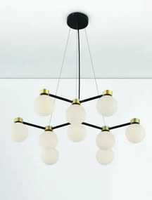 Satina zlato-černo-bílý designový lustr Ovalino