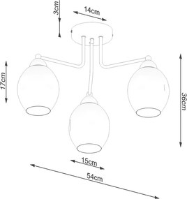 Černé stropní svítidlo se skleněným stínidlem 54x54 cm Garten – Sollux