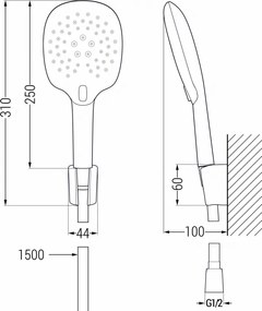 Mexen příslušenství - 1-bodový ruční sprchový set R-22, chrom, 785225052-00