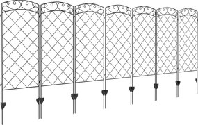 Outsunny Sada 7 Dekorativních Kovových Záhonových Plotů s Dekoracemi - 344D x 110V cm Černá | Aosom