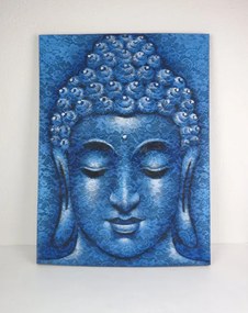 Obraz Buddha, ruční malba, modrý, 80x60 cm