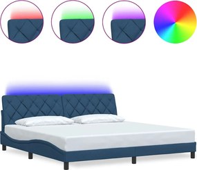 Rám postele s LED bez matrace Modrá 200x200 cm Látka 3310698