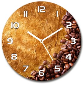Wallmuralia Skleněné hodiny kulaté Zrnka kávy fi 30 cm