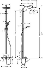 Hansgrohe Crometta - Set Showerpipe E 240 s vanovým termostatem | 2 pr