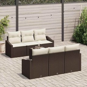 Set pohovek 7 ks Hnědá a krémová polyratan 3346608