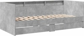 Válenda se zásuvkami bez matrace betonově šedá 100 x 200 cm 3280842