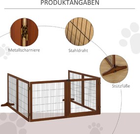 PawHut 6dílná zábrana pro psy, 432 x 70 cm Skládací bezpečnostní branka do dveří se 2 opěrnými nohami, volně stojící branka pro psy, schodišťová bran…