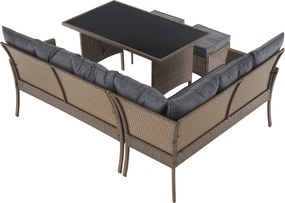 Zahradní ratanový set, přírodní/světle šedá, RANDI