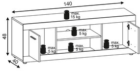 TV stolek Luna 140 cm dub Matera tmavý/antracit