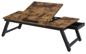 Songmics Stolek na notebook do postele, skládací, rustikální hnědá, šířka 71 cm LLD110B01