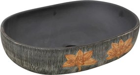 Umyvadlo na desku šedé a černé oválné 59 x 40 x 14 cm keramika 155107