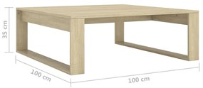 Konferenční stolek dub sonoma 100 x 100 x 35 cm dřevotříska - Default Title