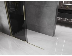 Mexen Velar, sprchová zástěna s posuvnými dveřmi Walk-in 130 x 200 cm, 8mm šedé sklo, zlatá lesklá, 871-130-000-43-50