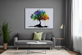 Abstraktní obraz strom s duhovou korunou Rozměr: 60 x 40 cm