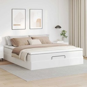 Osmanský rám postele s matrací bílý 160x200cm umělá kůže 3311047