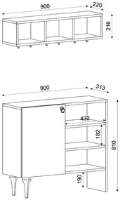 Komoda s regálem KALVINA bílá