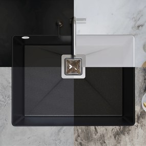 Sink Quality Argon 60, kuchyňský granitový dřez 550x420x225 mm + chromový sifon, černá, SKQ-ARG.C.1KBO.60.X