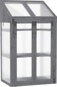 Outsunny Dřevěný Mini Skleník 70 x 50 x 120 cm, Skleník s Krytem, Okno, Dvojité Dveře, Světlo-Propouštějící Studený Rám se 3 Policemi, Zimní Ochranný