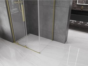 Mexen Velar L, sprchový kout s posuvnými dveřmi 110 x 75 cm, 8mm čiré sklo, zlatá matná, 871-110-075-03-55