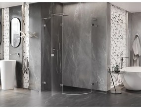 Mexen Lunar, L půlkruhový sprchový kout naklápěcí doleva 100 x 70 cm, 8mm čiré sklo, chromový profil, 833L-100L-070P-01-00