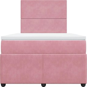 Box spring postel s matrací růžová 120 x 200 cm samet 3292309