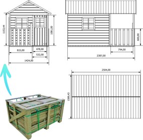 4iQ BLANKA Dětský zahradní domeček s přístřeškem 250x141cmx165cm