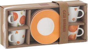 Kávová sada 4 espresso šálků s podšálky Casa Naranja - Ø 11*6 cm / 90 ml