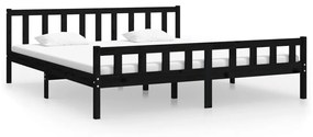 Rám postele černý masivní dřevo 160 x 200 cm - Default Title