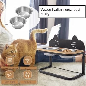 Costway Miska na krmení pro kočky výškově nastavitelná do 25,5 cm, černá PV10015