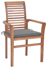 vidaXL Jídelní židle 2 ks šedé podušky masivní teak