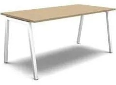 No brand  Rovný kancelářský stůl MOON A, 160 x 80 x 74 cm, rovné provedení, bělený dub/bílá