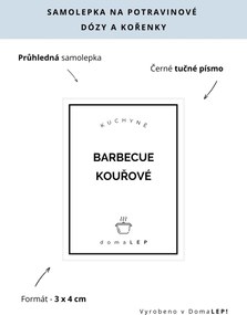 Samolepka na kořenky BARBECUE KOUŘOVÉ průhledná 3 × 4 cm tučné písmo