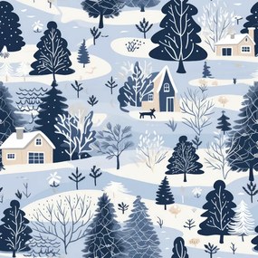 Flanelové povlečení SNOWY VALLEY modré Rozměr povlečení: 70 x 90 cm | 140 x 200 cm