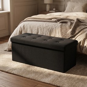 Puf s úložným prostorem obdélníkový, skládací, 110 × 38 × 38 cm, černý