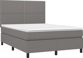 Box spring postel s matrací a LED tmavě šedá 140x190 cm textil 3134790