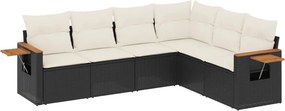 6dílná zahradní sedací souprava s poduškami černá polyratan 3259242