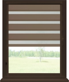 Dekodum Roleta den a noc v hnědé kazetě zatemňovací, barva látky Tmavě béžová Šířka (cm): 62, Výška (cm): Balkonová (do 200 cm), Strana mechanismu: Práva