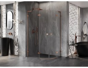 Mexen Lunar, L půlkruhový sprchový kout výklopný doleva 80 x 70 cm, 8mm čiré sklo, profil růžové zlato, 833L-080L-070P-60-00